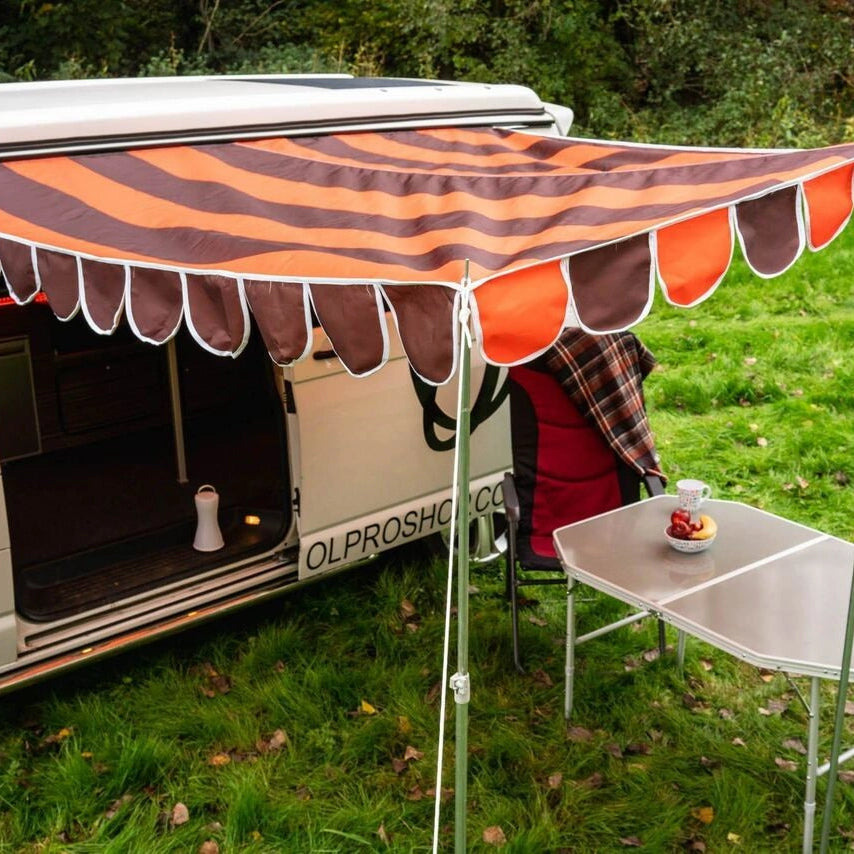 OLPRO Retro Campervan Shade Canopy - Orange & Brown – Outdoor Roadie